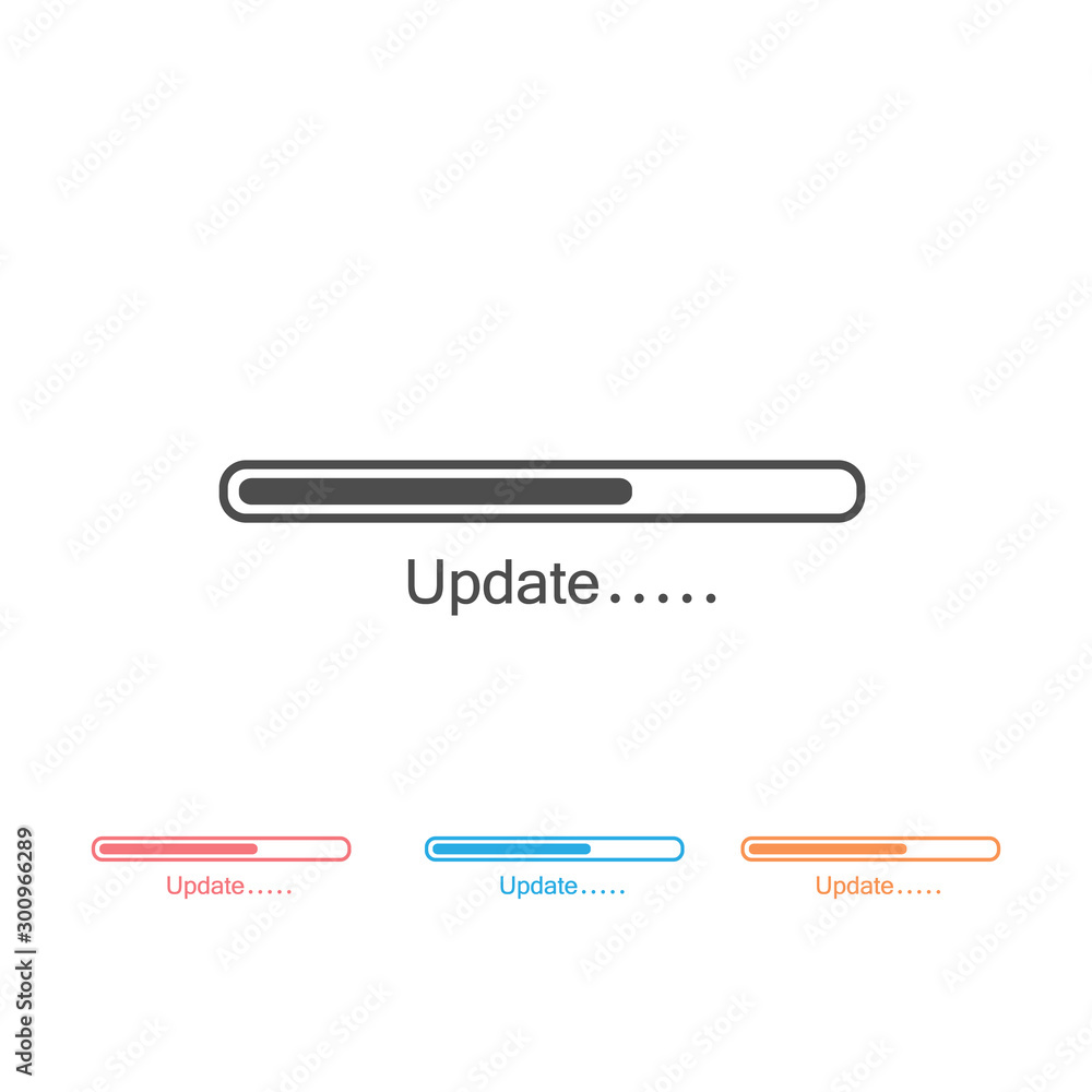 Loading process. Update system icon set. Concept of upgrade application progress icon for ...