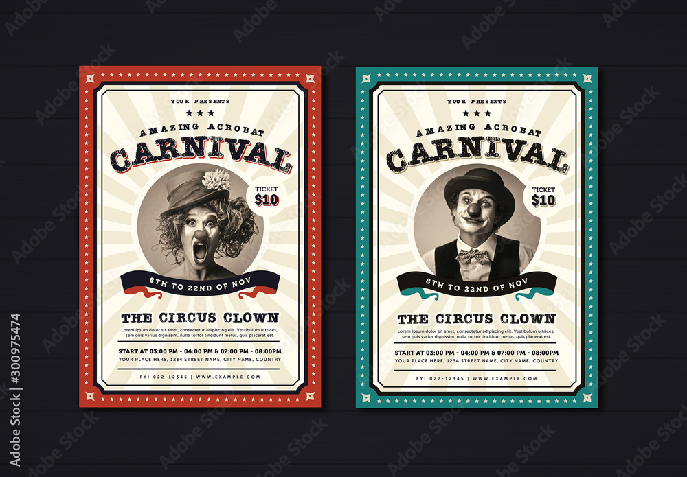 Vintage Carnival Flyer Layout Stock Template | Adobe Stock