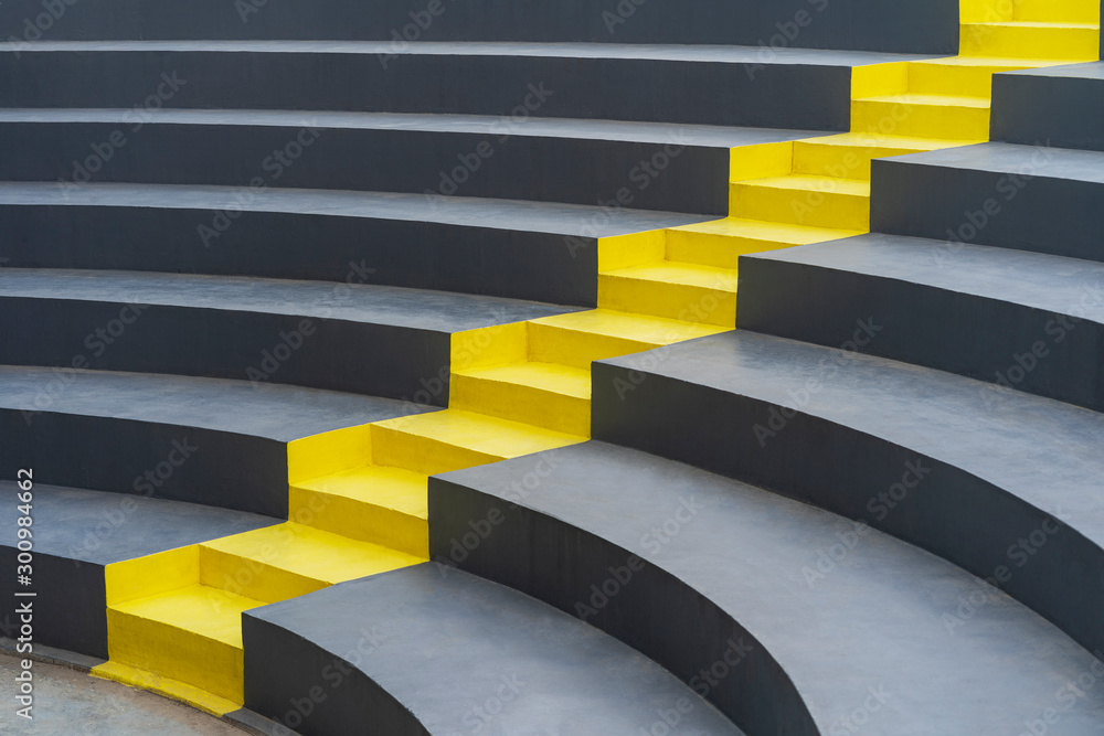 Gray-yellow abstract stairs, abstract steps, city stairs, a wide ...
