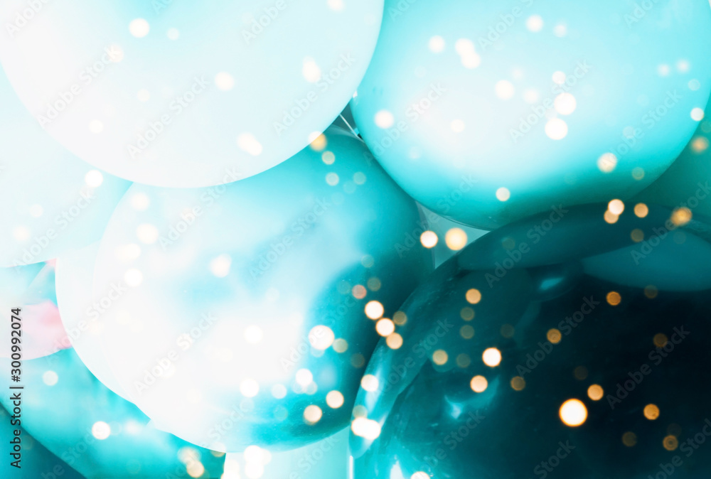 Festive background of blue balloons with sparkles. Close-up Stock Photo ...