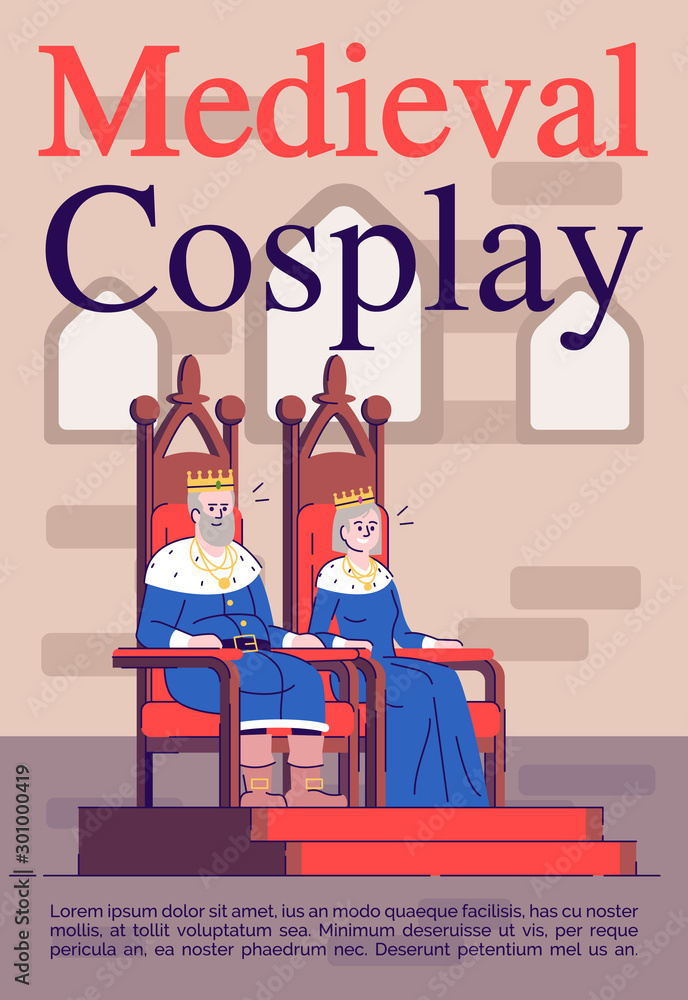 Vetor de Medieval cosplay brochure template. Costume party flyer ...