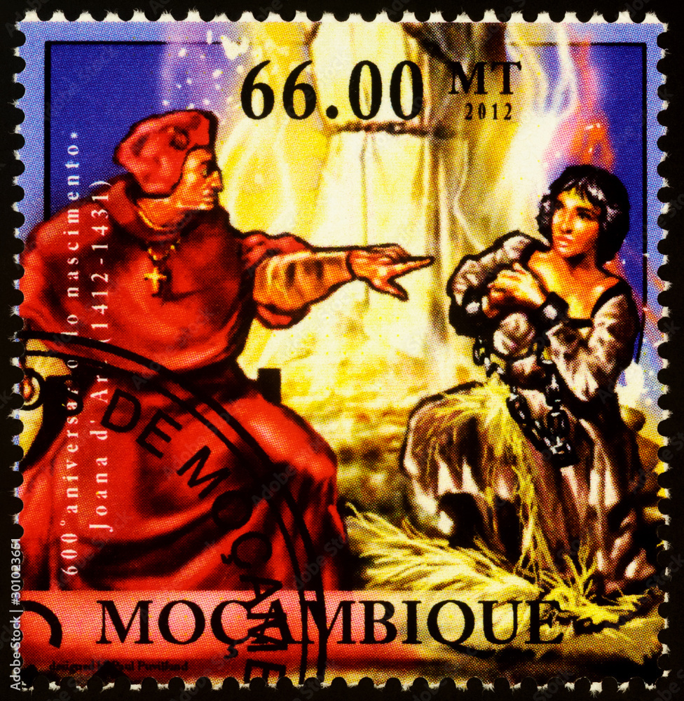 Execution of Joan of Arc on postage stamp Stock Photo | Adobe Stock