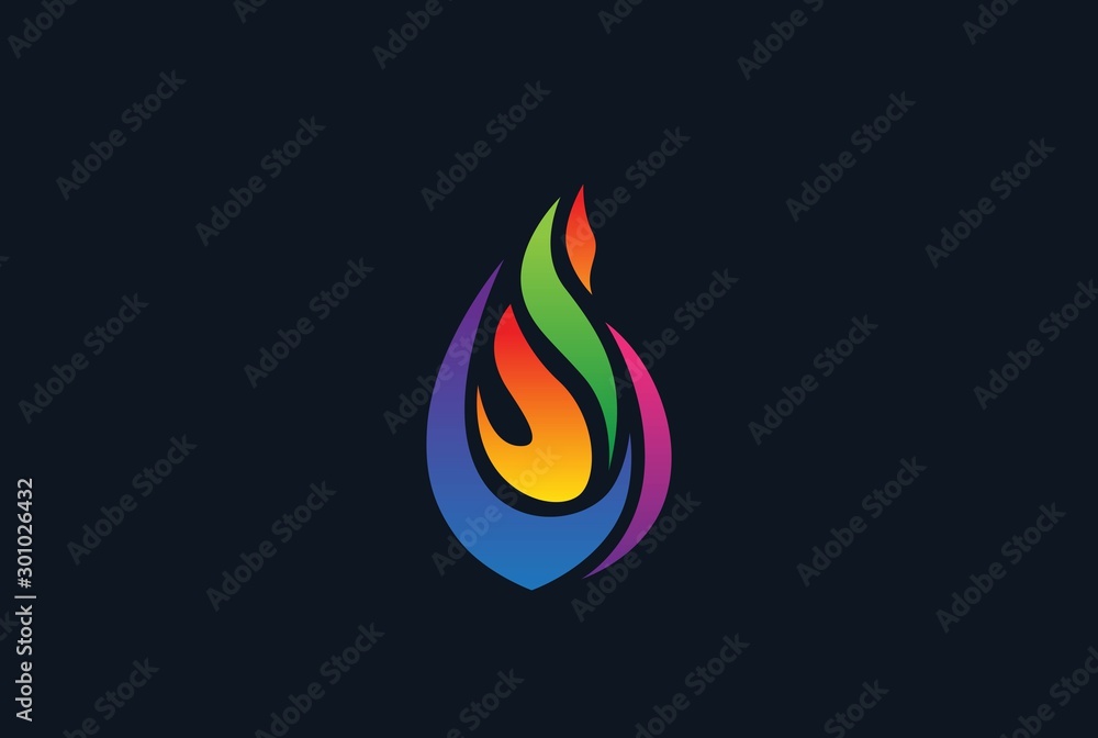 Colorful rainbow fire flame modern logo design vector graphic Stock ...