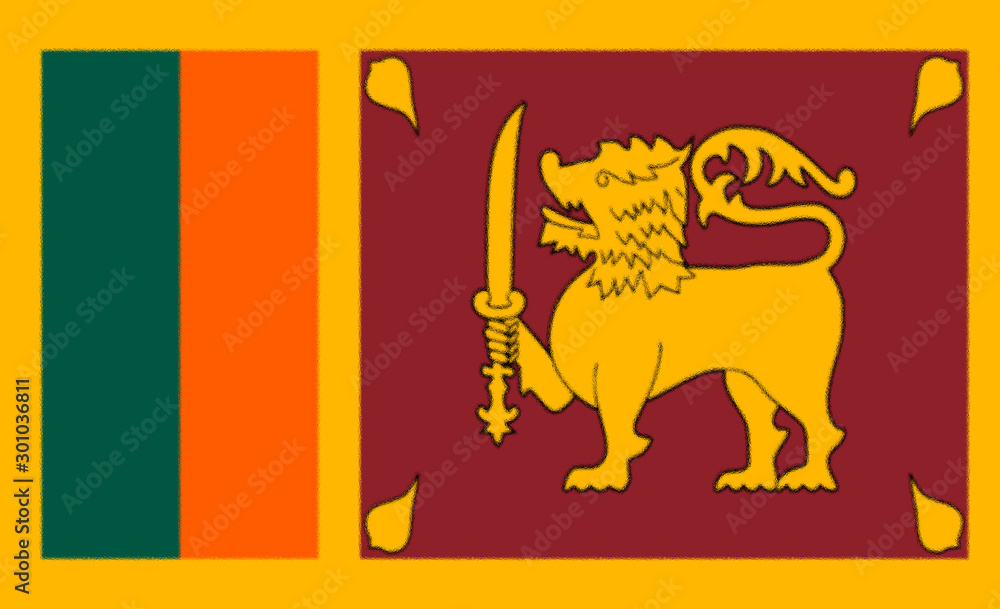 Sri Lankan flag is yellow with a green and saffron rectangle on the ...