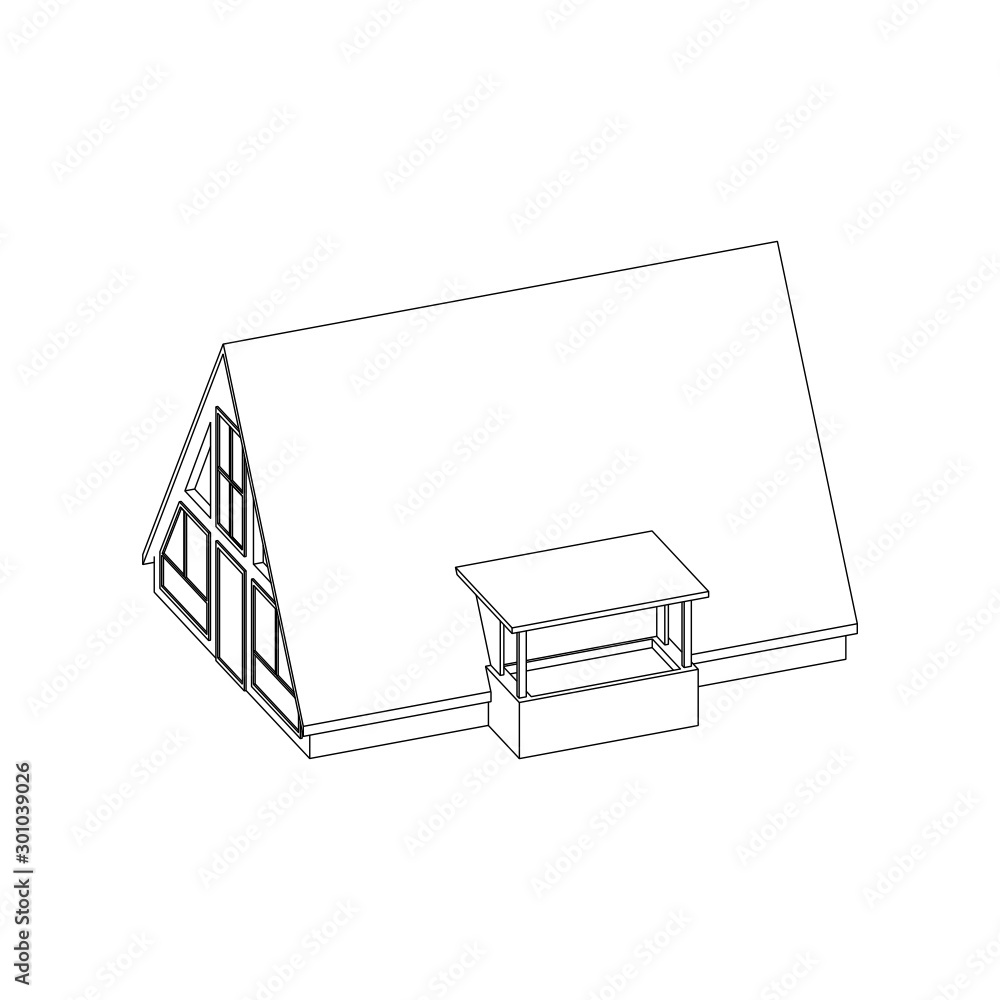 Cabin House Line art vector building isolated images Stock Vector ...