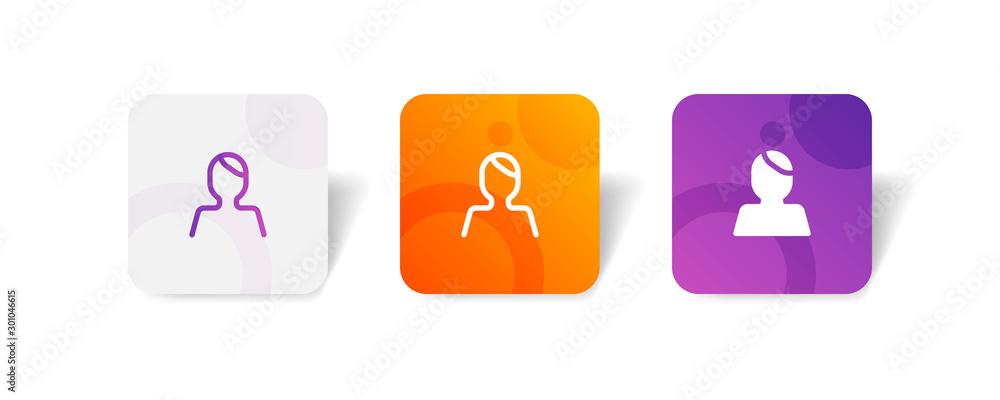 user profile button round icon in outline and solid style with colorful ...