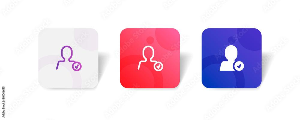 avatar with check sign round icon in outline and solid style with ...
