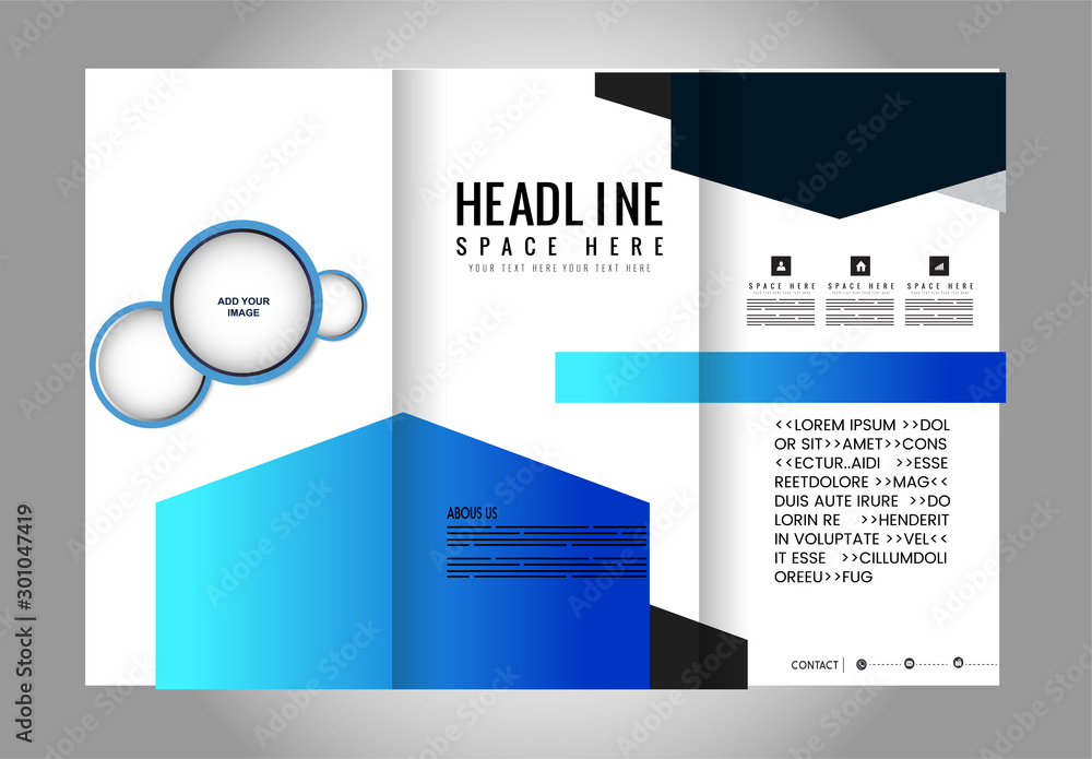 Professional business three fold flyer template, corporate brochure or ...
