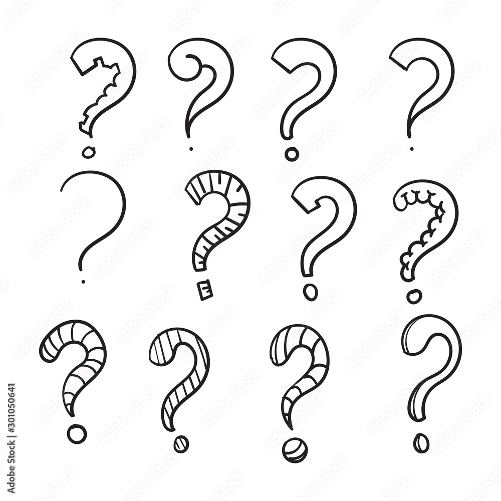 Set of hand drawn question marks. doodle questions marks set. vector ...
