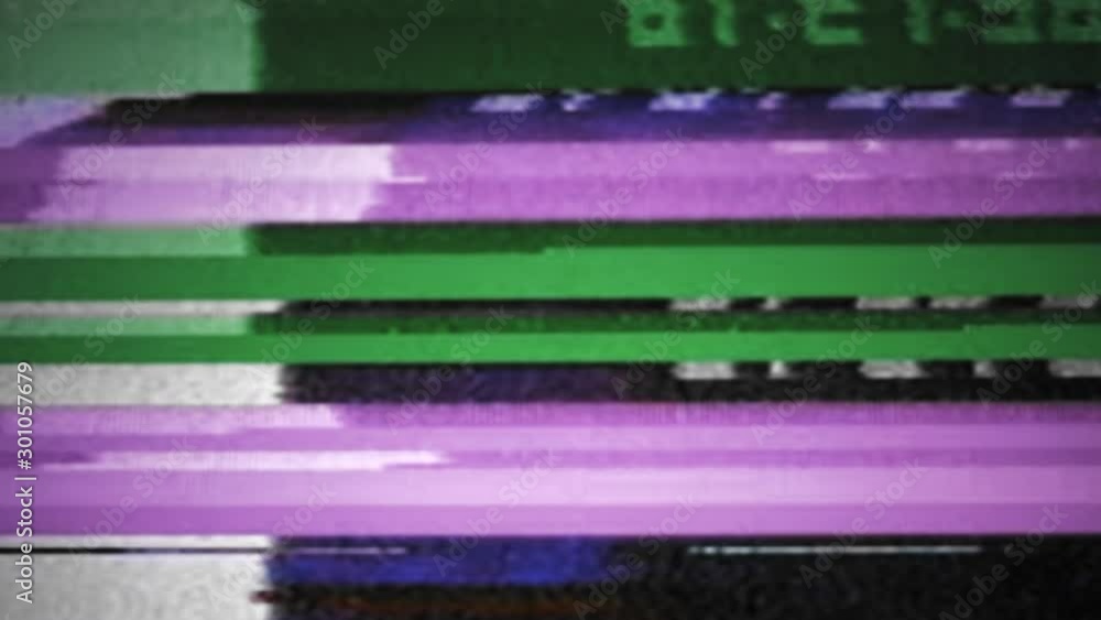 Lost signal VHS glitches and static noise color background with light ...