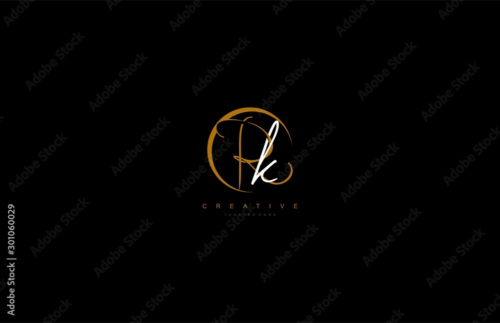Rk letter Stylized Circle Shape Signature Monogram Elegant Logo Stock ...