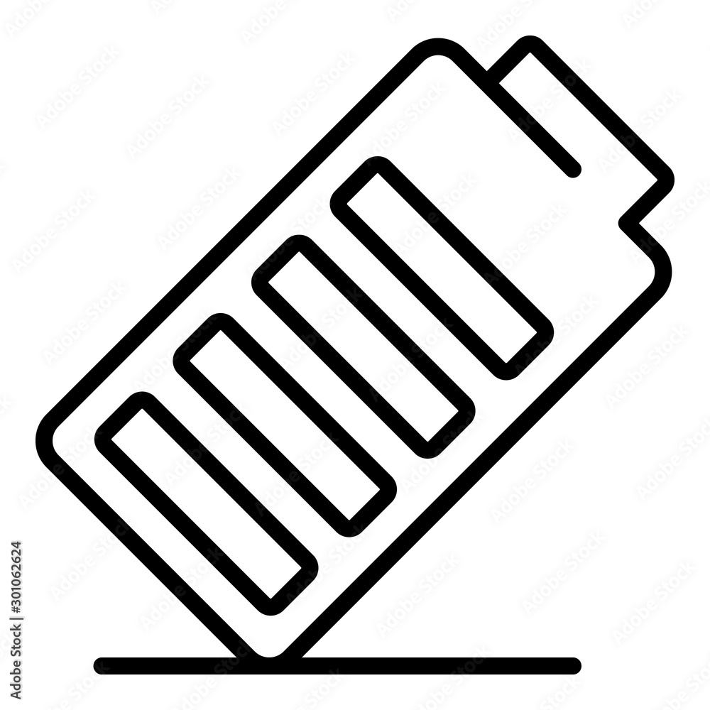 Battery tilted icon. Outline battery tilted vector icon for web design ...