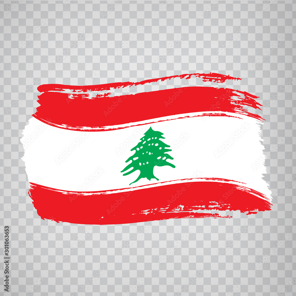 Flag Lebanon from brush strokes. Flag Lebanese Republic on transparent ...