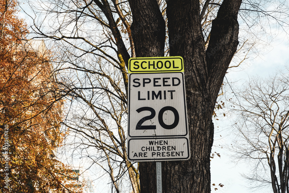 Speed Limit for school sign Stock Photo | Adobe Stock