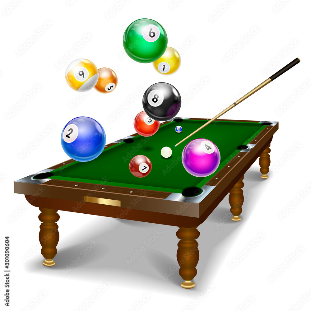 Billiard table, front view isolated white background Stock Vector ...