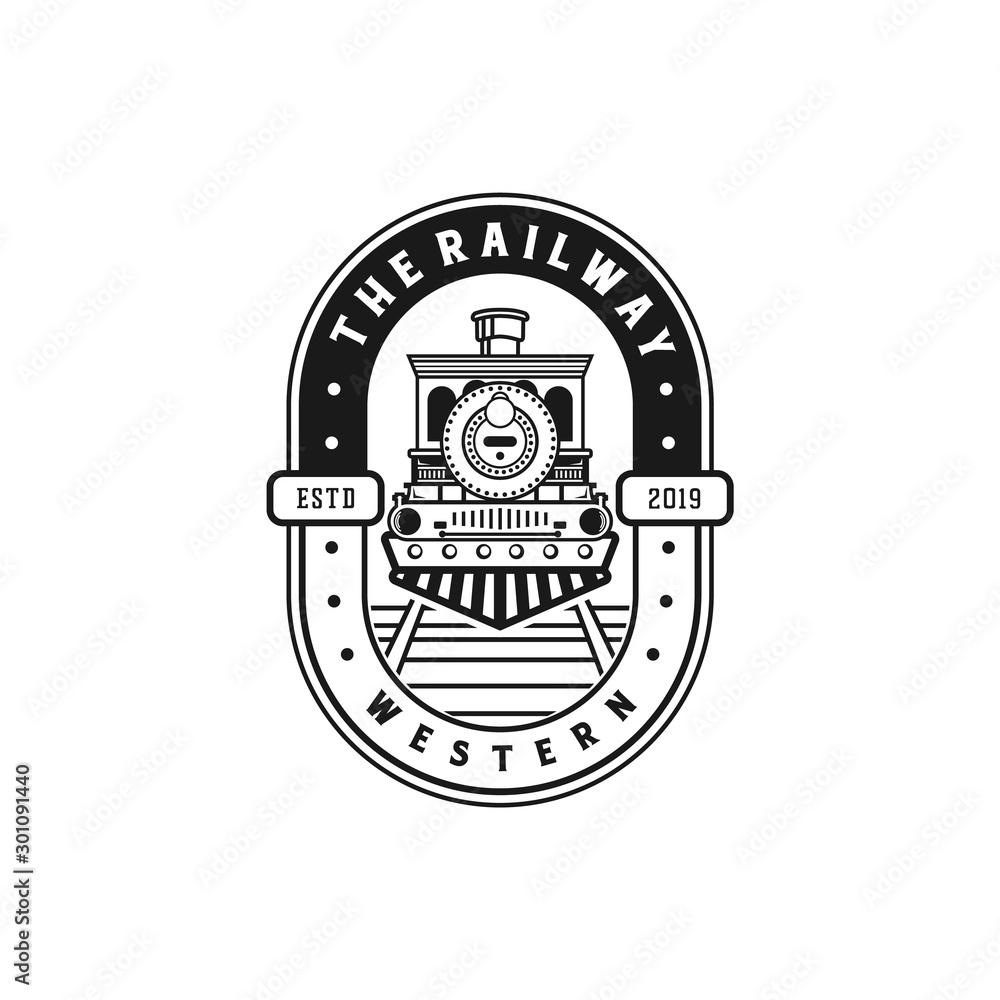 The railway logo design with train icon. Locomotive vintage logo design ...