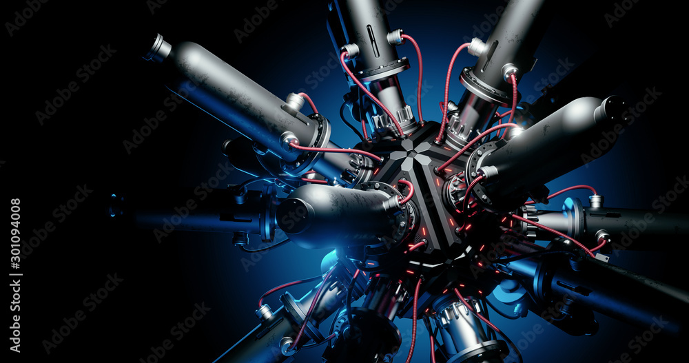 Abstract concept of reactor. Background of fusion reactor. Reaction ...