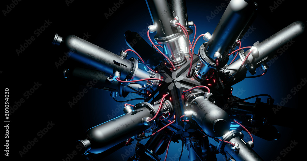 Abstract concept of reactor. Background of fusion reactor. Reaction ...