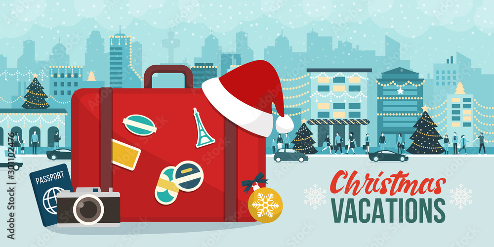 Christmas vacations travel Stock Vector | Adobe Stock