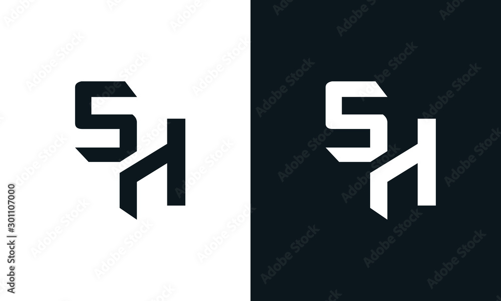 Modern abstract letter SH logo. This logo icon incorporate with two ...