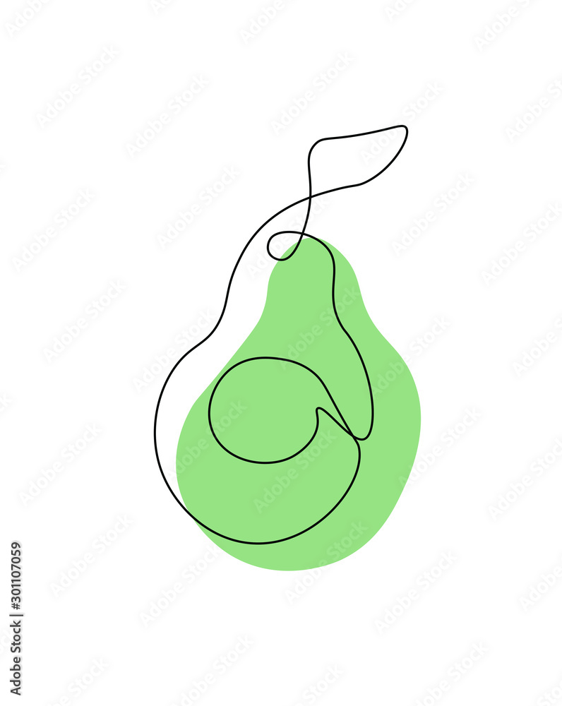 Avocado continuous line drawing. One single line organic healthy ...