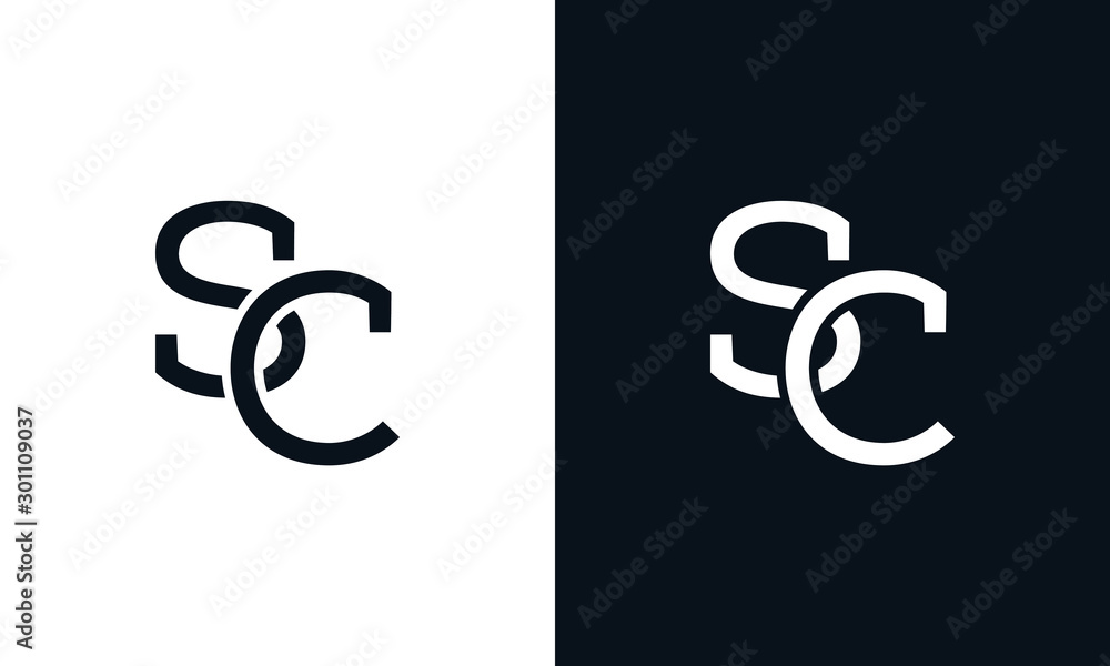 Minimalist line art letter SC logo. This logo icon incorporate with two ...