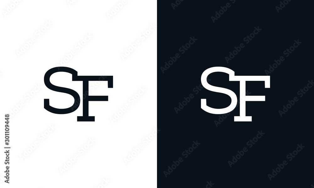 Minimalist line art letter SF logo. This logo icon incorporate with two ...