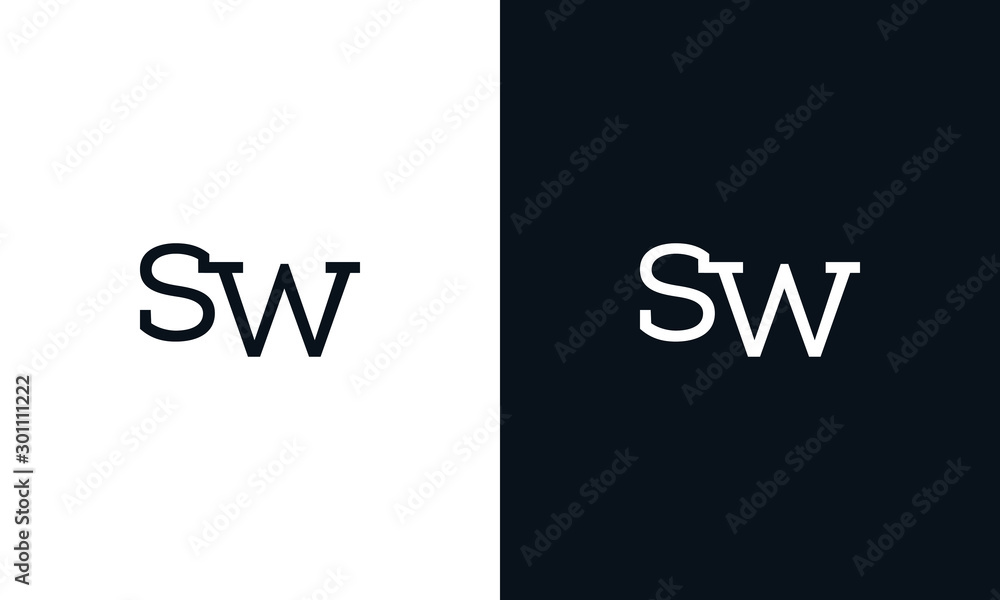 Minimalist line art letter SW logo. This logo icon incorporate with two ...