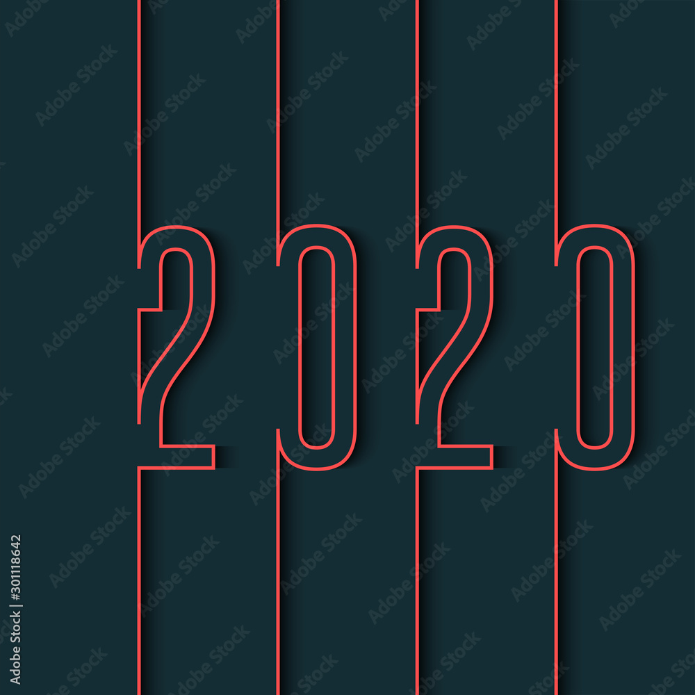 New Year calendar logo 2020 number red stroke of paper sheets ...