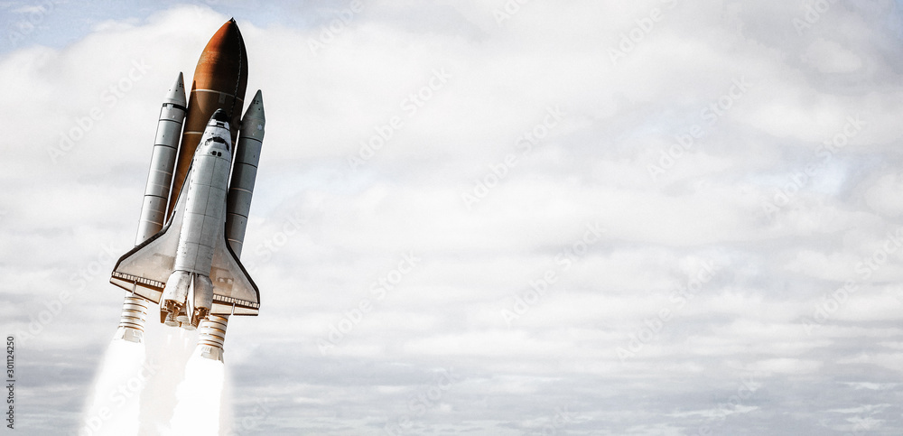 Dramatic rocket launch. The elements of this image furnished by NASA ...