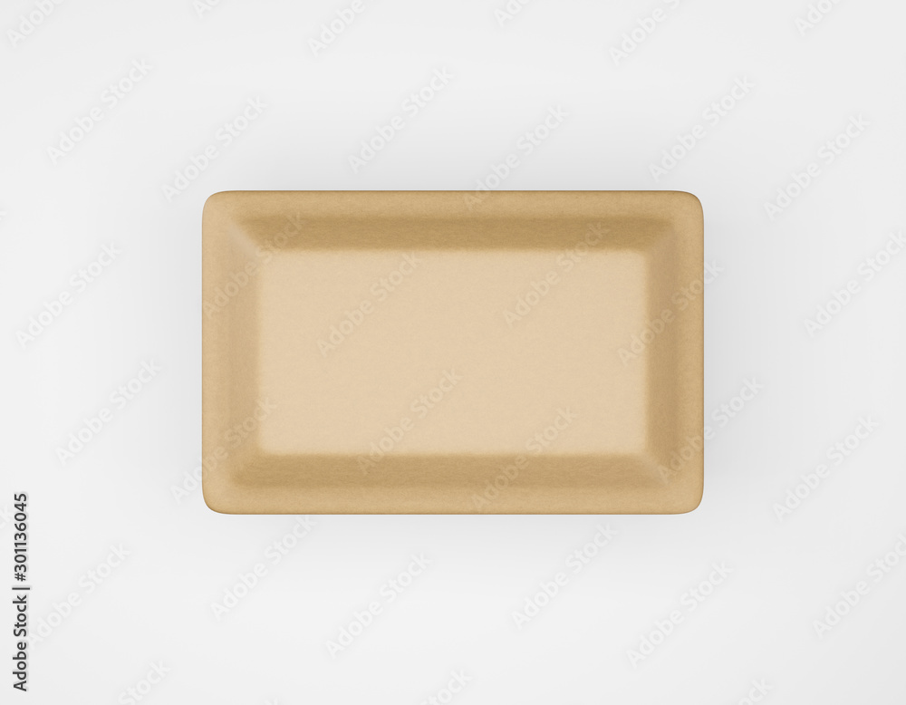 Eco packaging rectangular box kraft paper mockup on white background ...