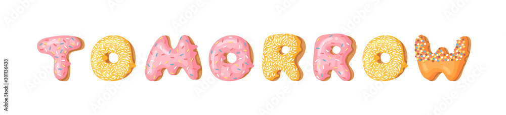 Cartoon vector illustration donut. Hand drawn drawing sweet bun. Actual ...