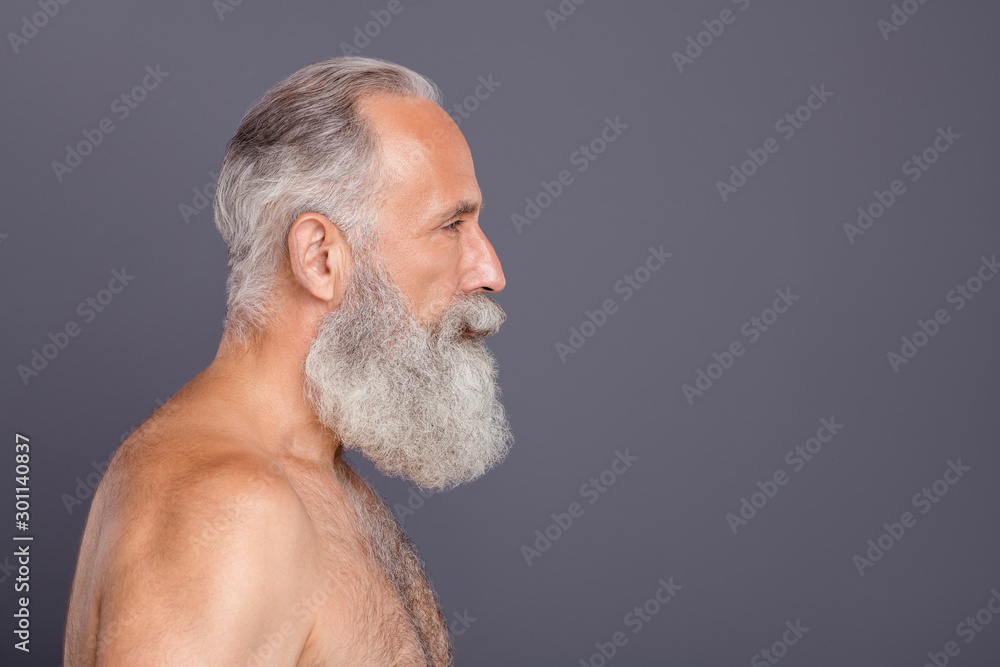 Photo of serious confident old man staring into empty space showing the ...