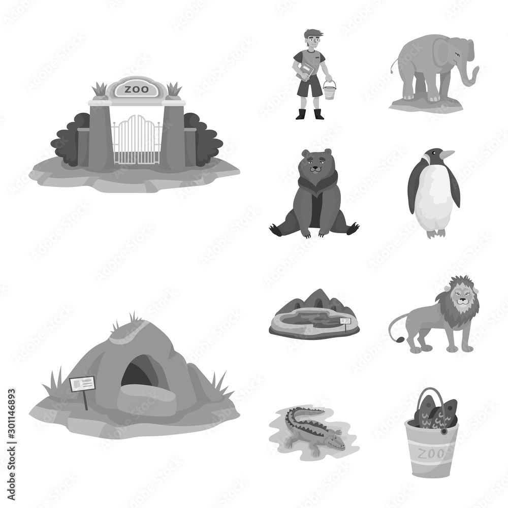 Vector illustration of zoo and park symbol. Collection of zoo and ...