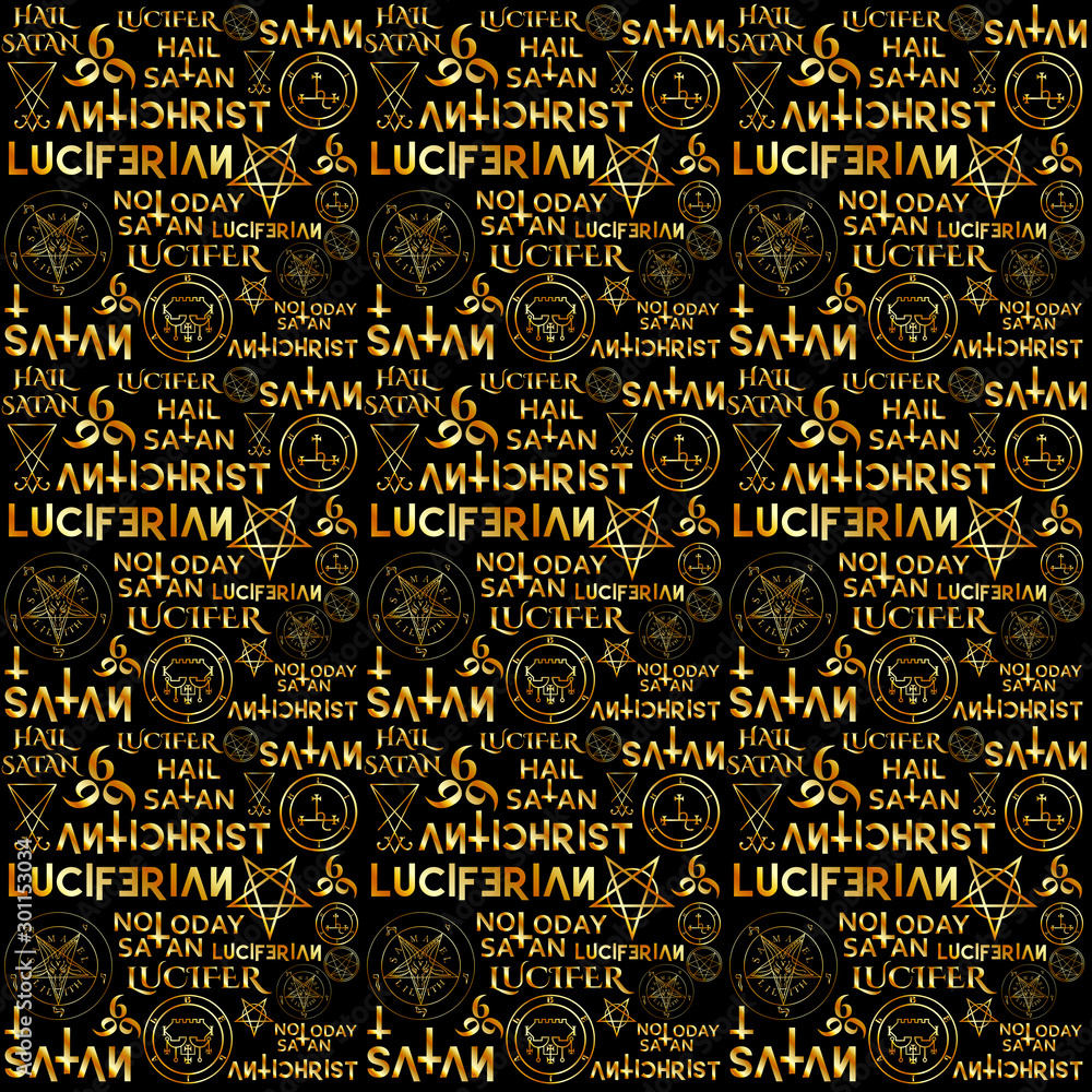 Poster Wiccan symbols and sigils background in golden on black – Wall ...