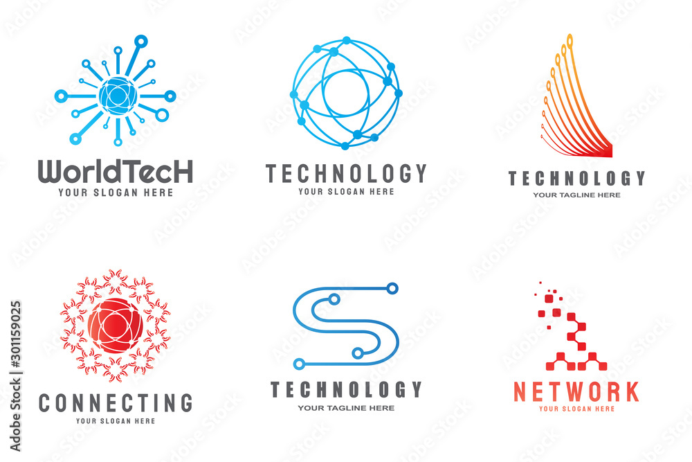 Vetor de Future digital technology logo template, network, internet ...