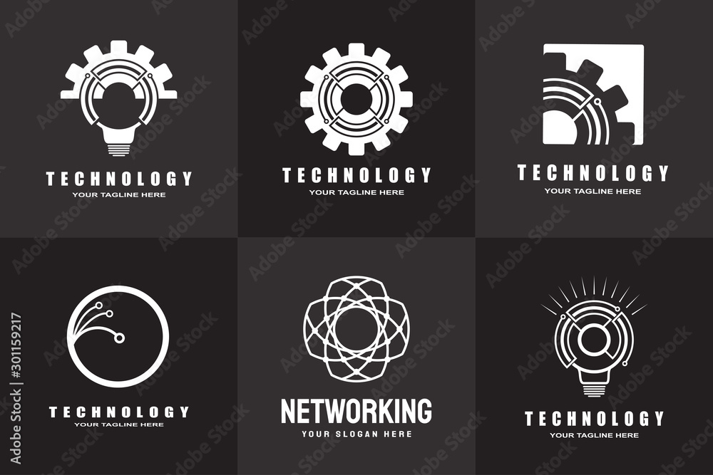 Future digital technology logo template, network, internet, connection ...