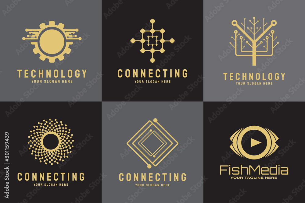 Future digital technology logo template, network, internet, connection ...