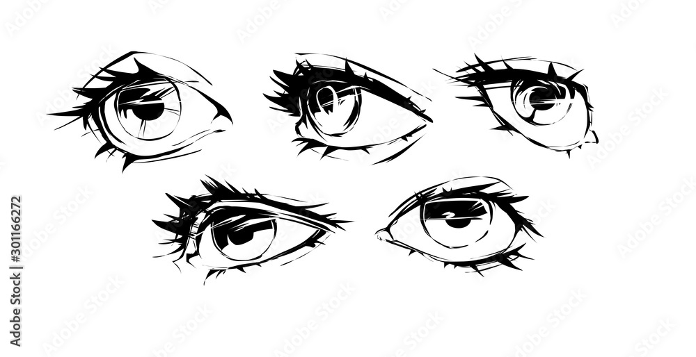 Collection with human eyes. Graphic vector illustration. Eyes in ...