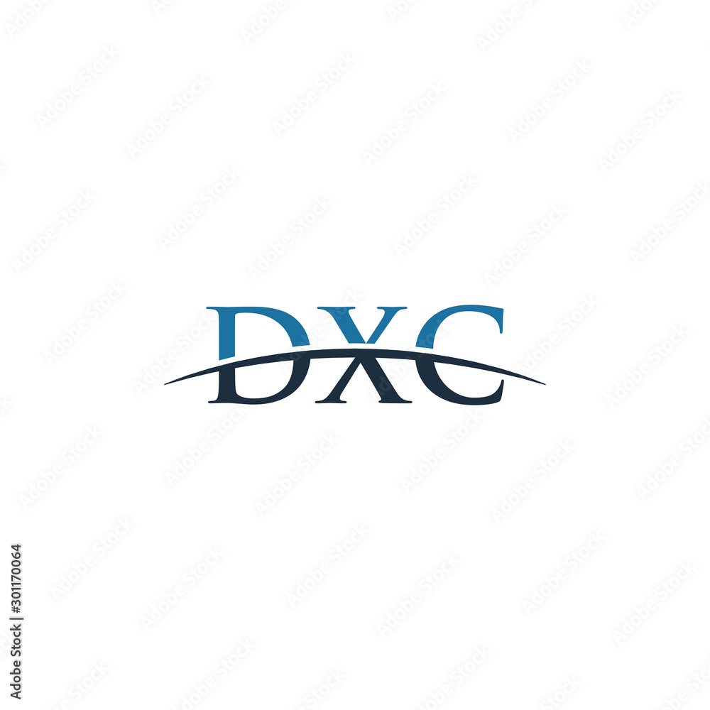 Vetor de Initial letter DXC, overlapping movement swoosh horizon logo ...