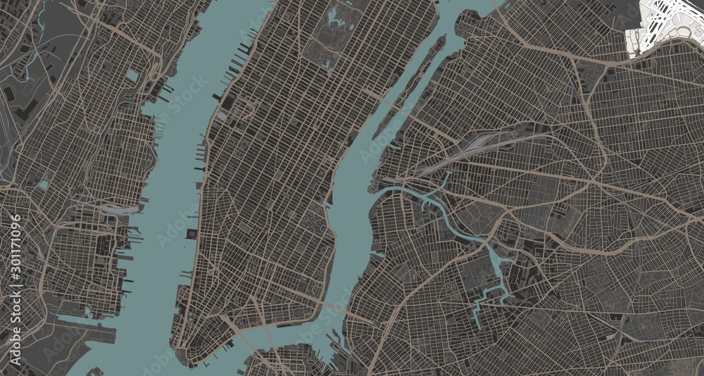 Detailed map of New York City, USA Stock Vector | Adobe Stock