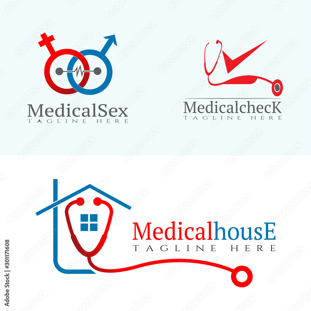 Collection of medical and health logos for clinics, icons of human ...