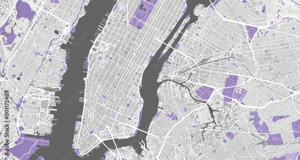 Detailed map of New York City, USA Stock Vector | Adobe Stock