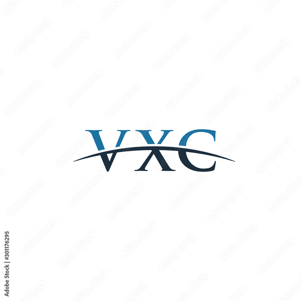 Initial letter VXC, overlapping movement swoosh horizon logo company ...