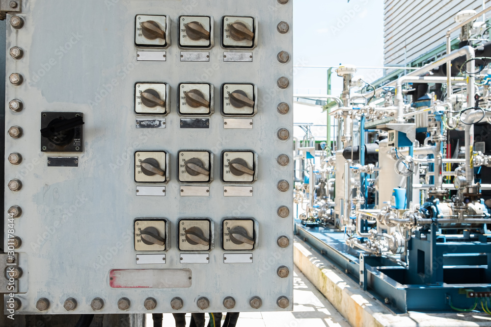 Old electronic switch panel industrial equipment. Stock Photo | Adobe Stock