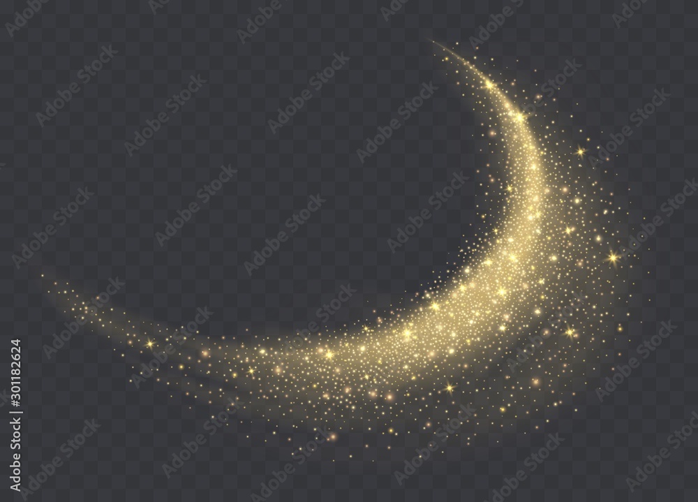 Golden dust cloud with sparkles isolated on transparent background ...