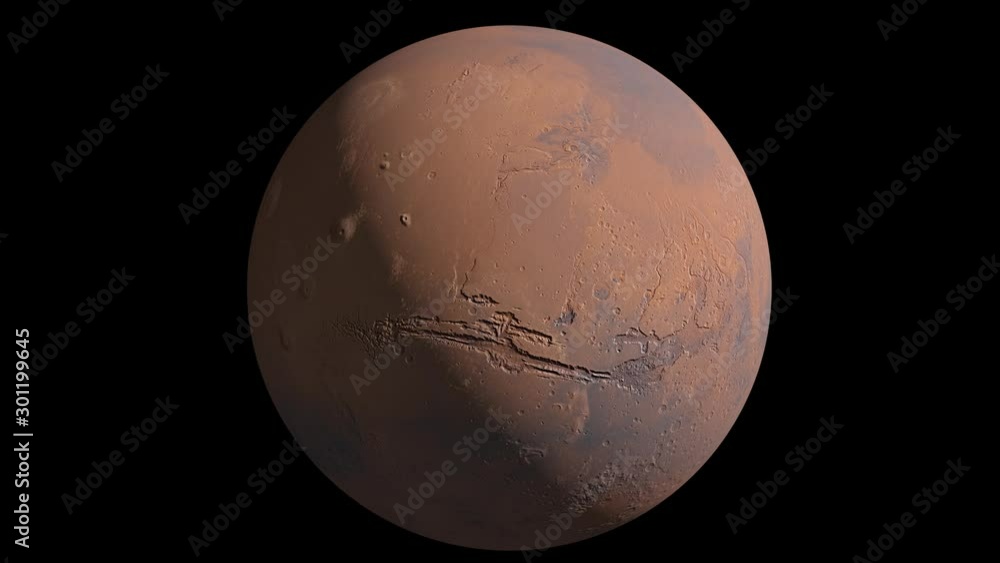 Planet Mars making a complete loop in slow motion for space exploration ...