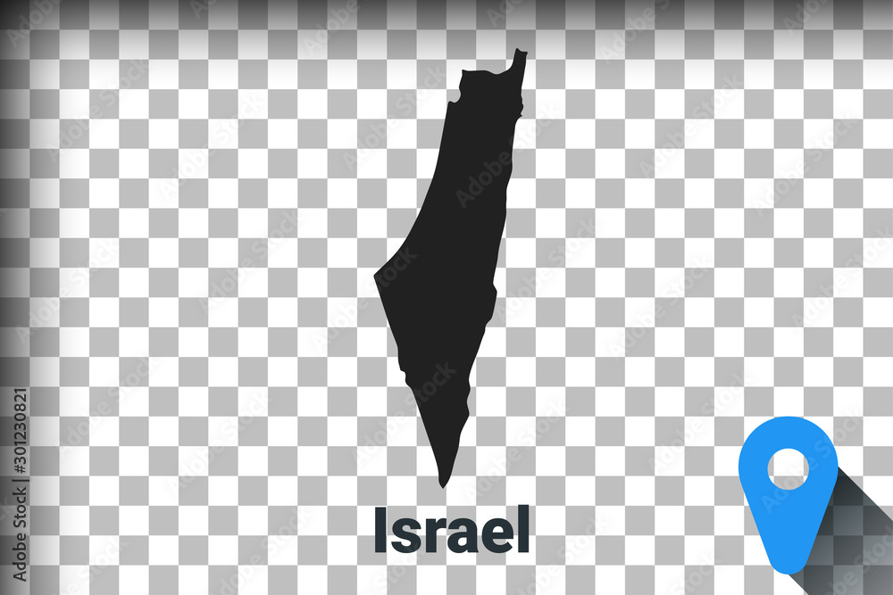 Map of Israel, black map on a transparent background. alpha channel ...