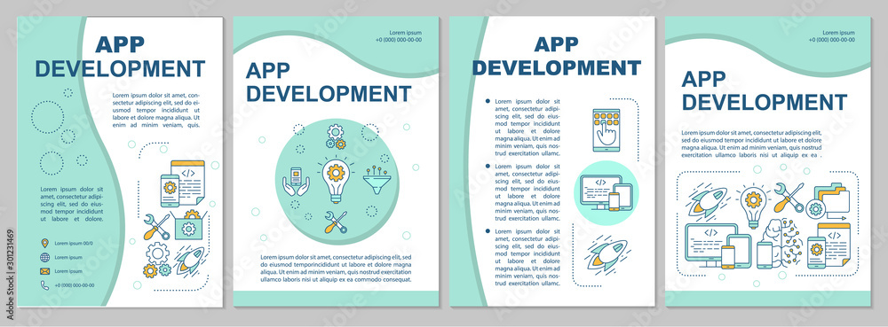 App development brochure template. Flyer, booklet, leaflet print, cover ...