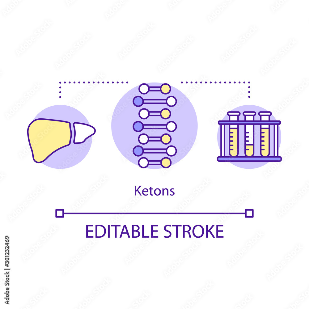 Ketons concept icon. Keto diet idea thin line illustration. Ketone test ...